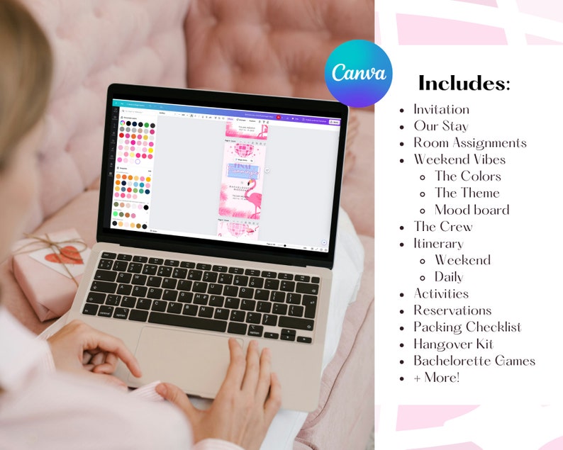 Flamingo Bachelorette Weekend Itinerary: Editable Canva Template ...