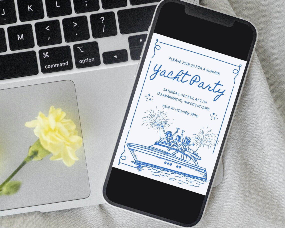 Yacht Party Invitation: Editable Summer Celebration Template (canva) - Etsy