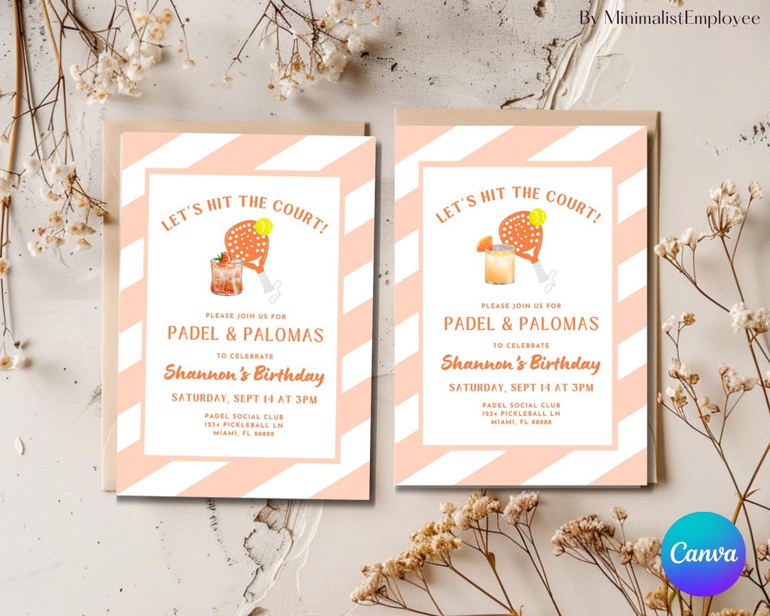 Padel & Palomas Birthday Party Invitation Editable Canva Template ...