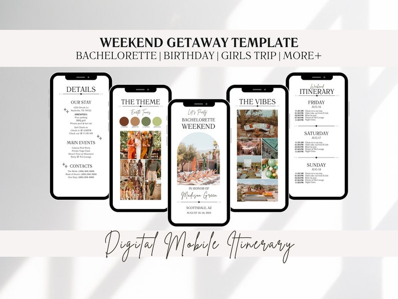 Weekend Getaway Itinerary Template: Bachelorette, Birthday (digital) - Etsy