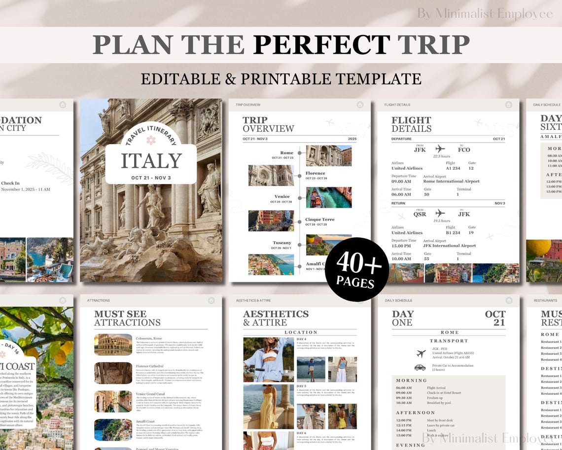 Italy Travel Itinerary Template: Customizable Group Trip Planner ...