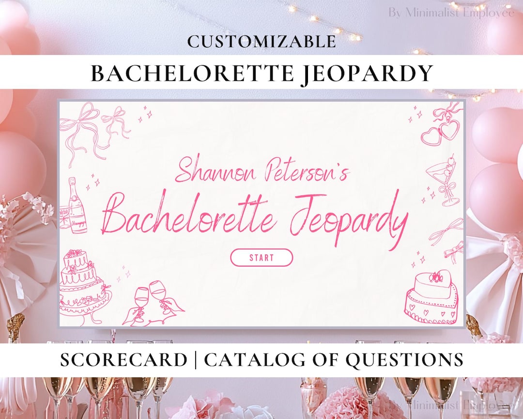 Bachelorette Jeopardy Game: Editable Bridal Shower Fun (canva Template ...