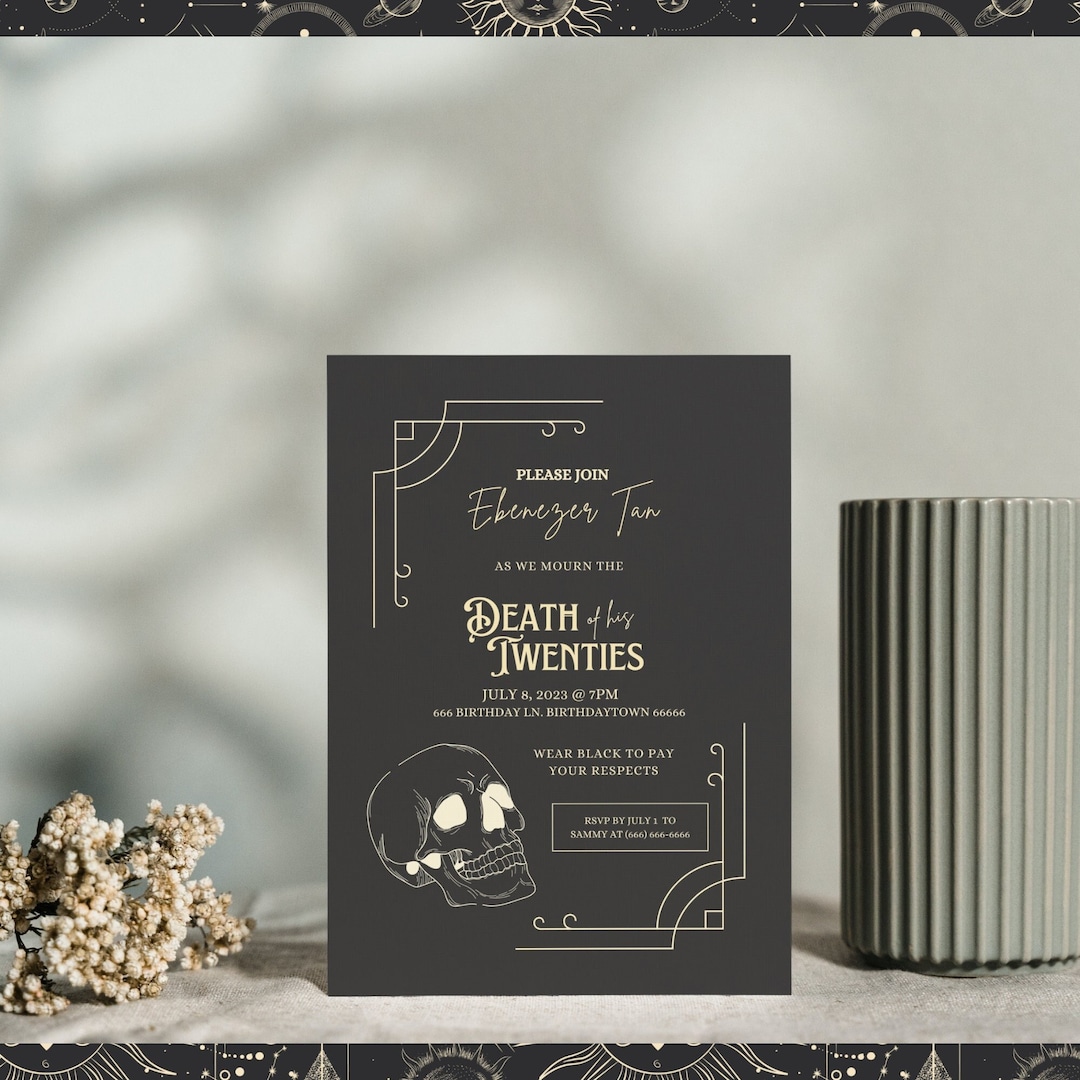 Death to Your 20s Party Invitation Editable Canva Template | RIP 20s ...