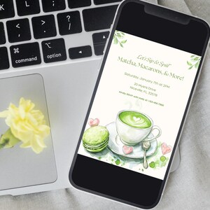 Matcha Invitation | Editable Printable Canva Template | Afternoon Tea ...