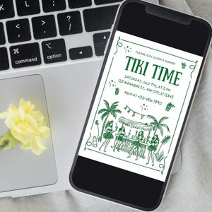 Tiki Party Invite | Editable Canva Template Invitation | Hawaiian ...