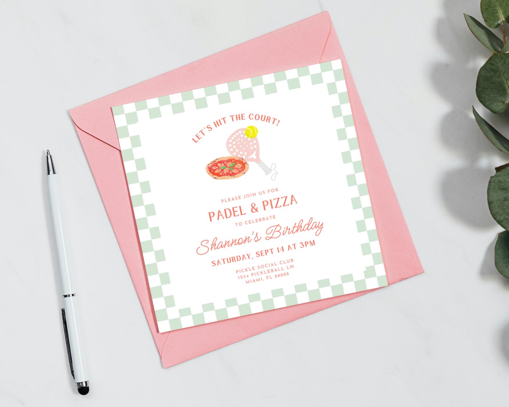 Padel & Pizza Birthday Invitation: Editable Canva Template (digital ...