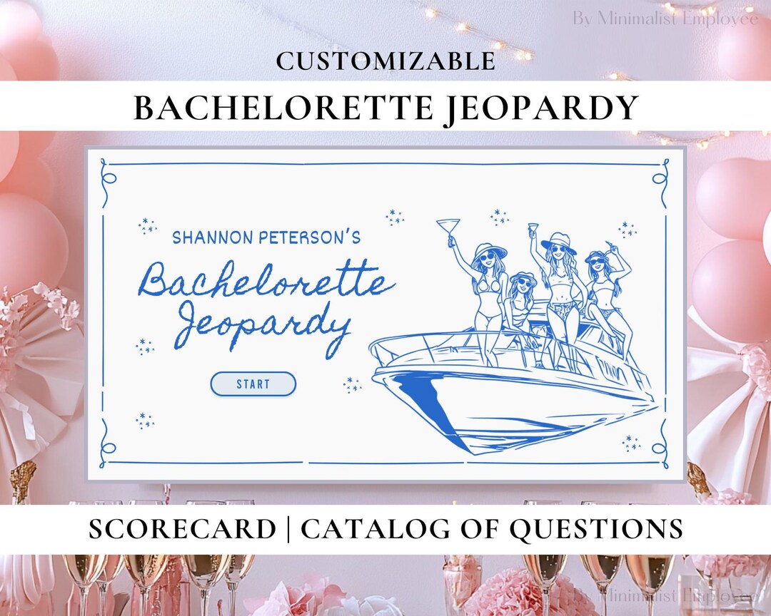 Coastal Bachelorette Party Jeopardy Game I Editable Canva Presentation ...
