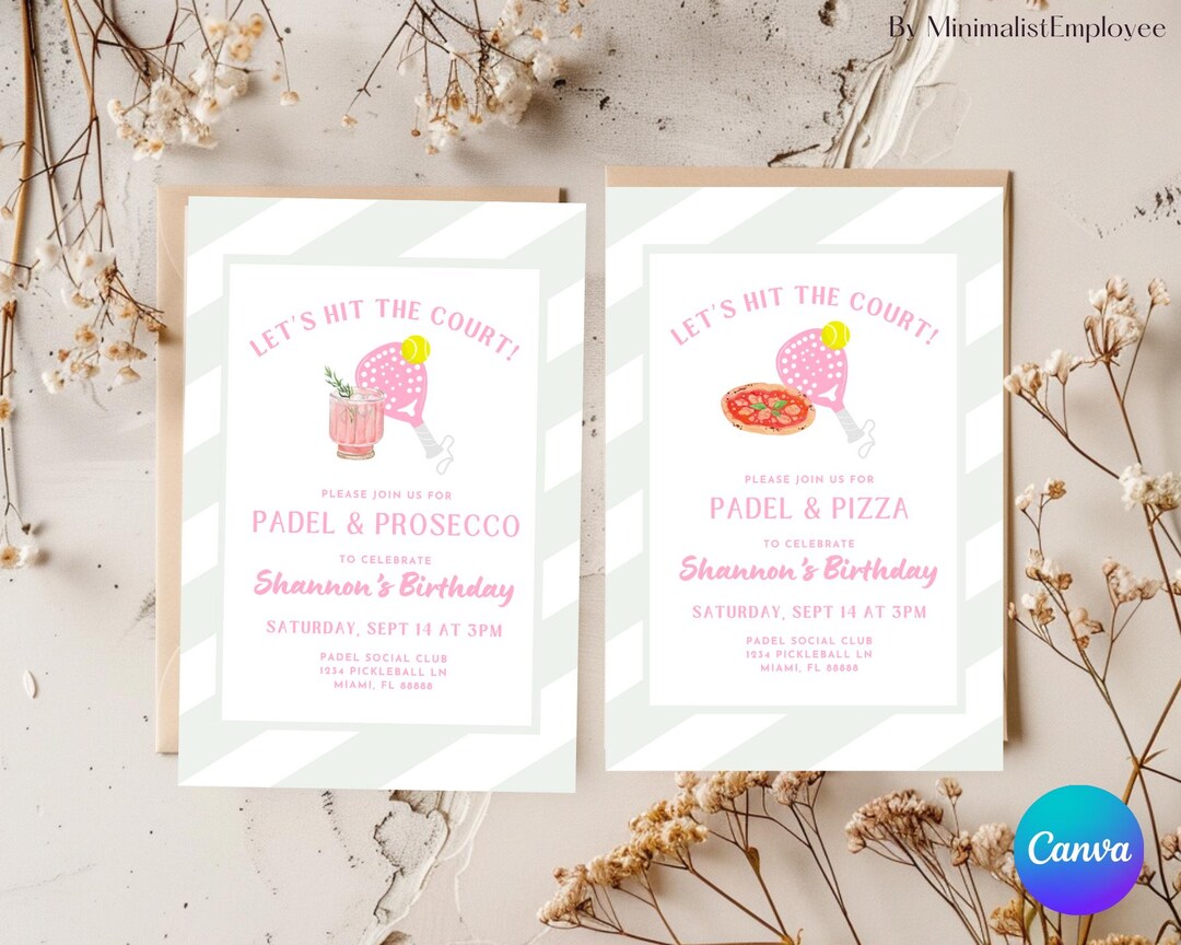 Padel & Pizza Birthday Party Invitation Editable Canva Template | 30th ...