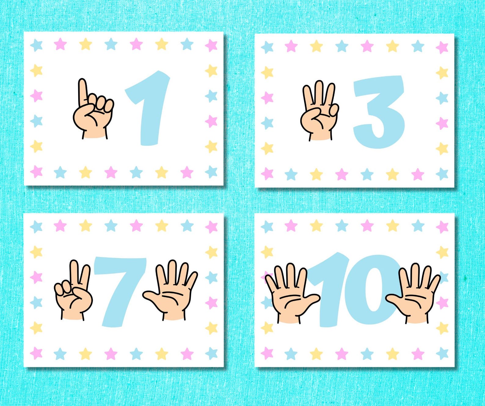 Alphabet and Numbers Classroom Posters With Stars Border and Pastel ...