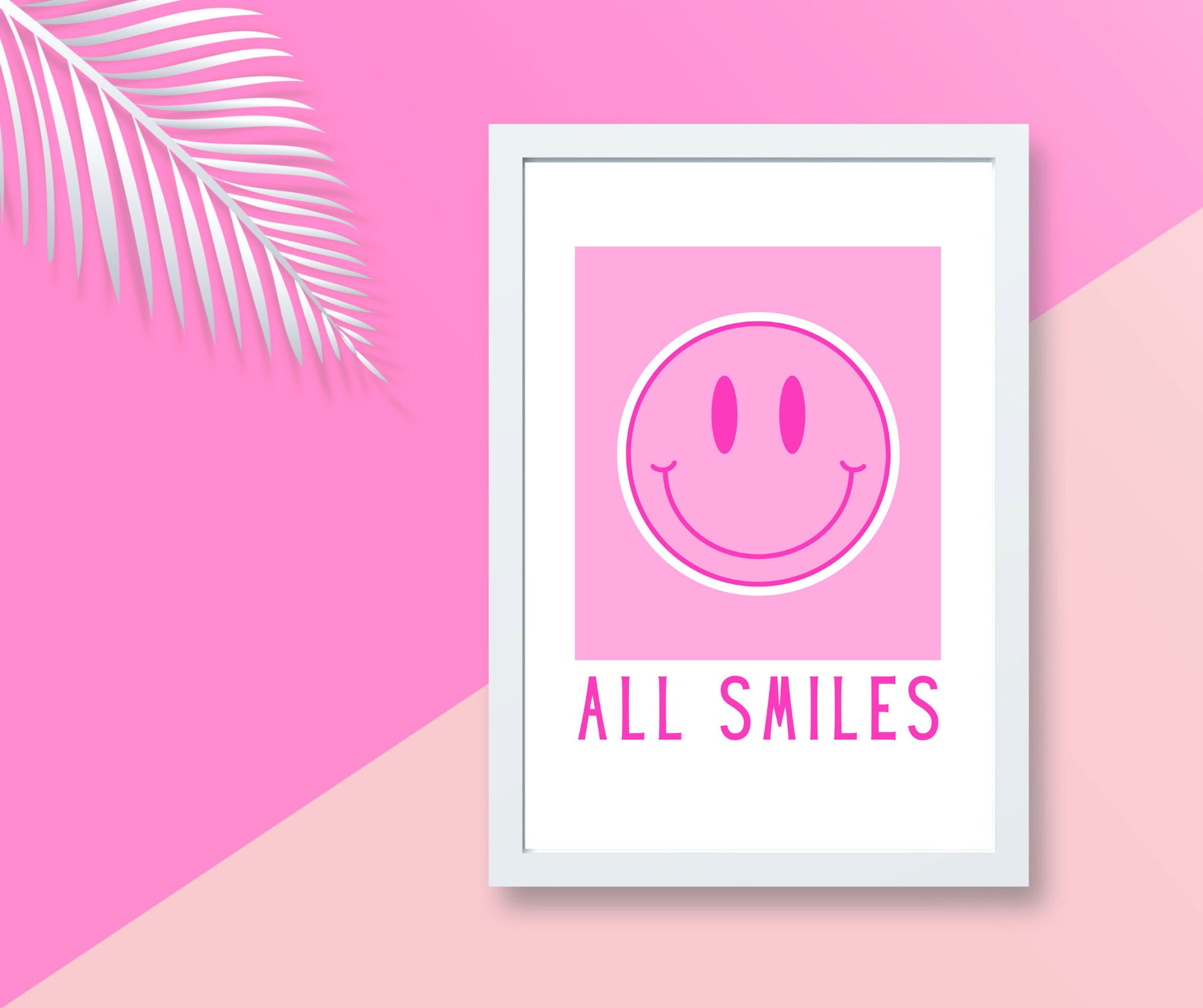 All Smiles Digital Print Set of 3 Neon Wall Art Smiley Face Prints - Etsy