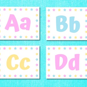 Alphabet and Numbers Classroom Posters With Stars Border and Pastel ...