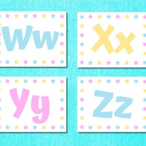 Alphabet and Numbers Classroom Posters With Stars Border and Pastel ...