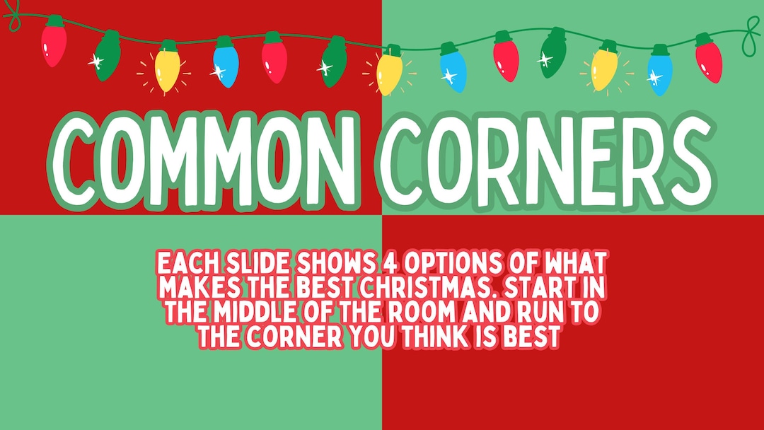 Christmas Game- Common Corners Christmas Party Game for Teens, Kids ...