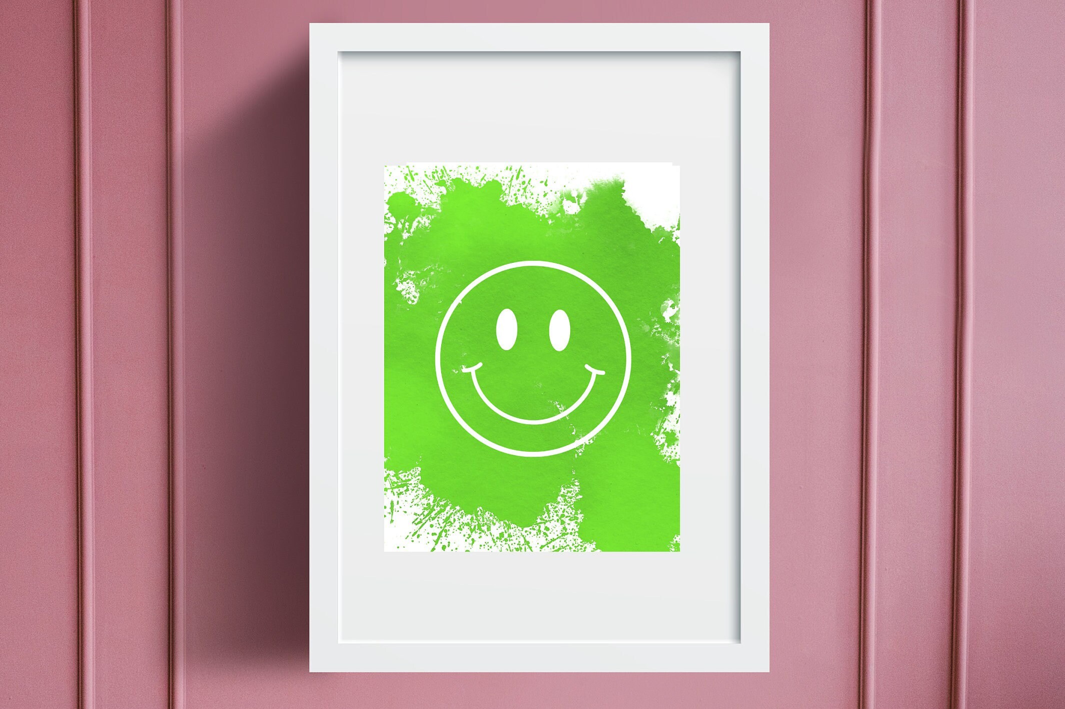 Smiling in the Colors Digital Print Set of 6 Neon Wall Art Smiley Face ...