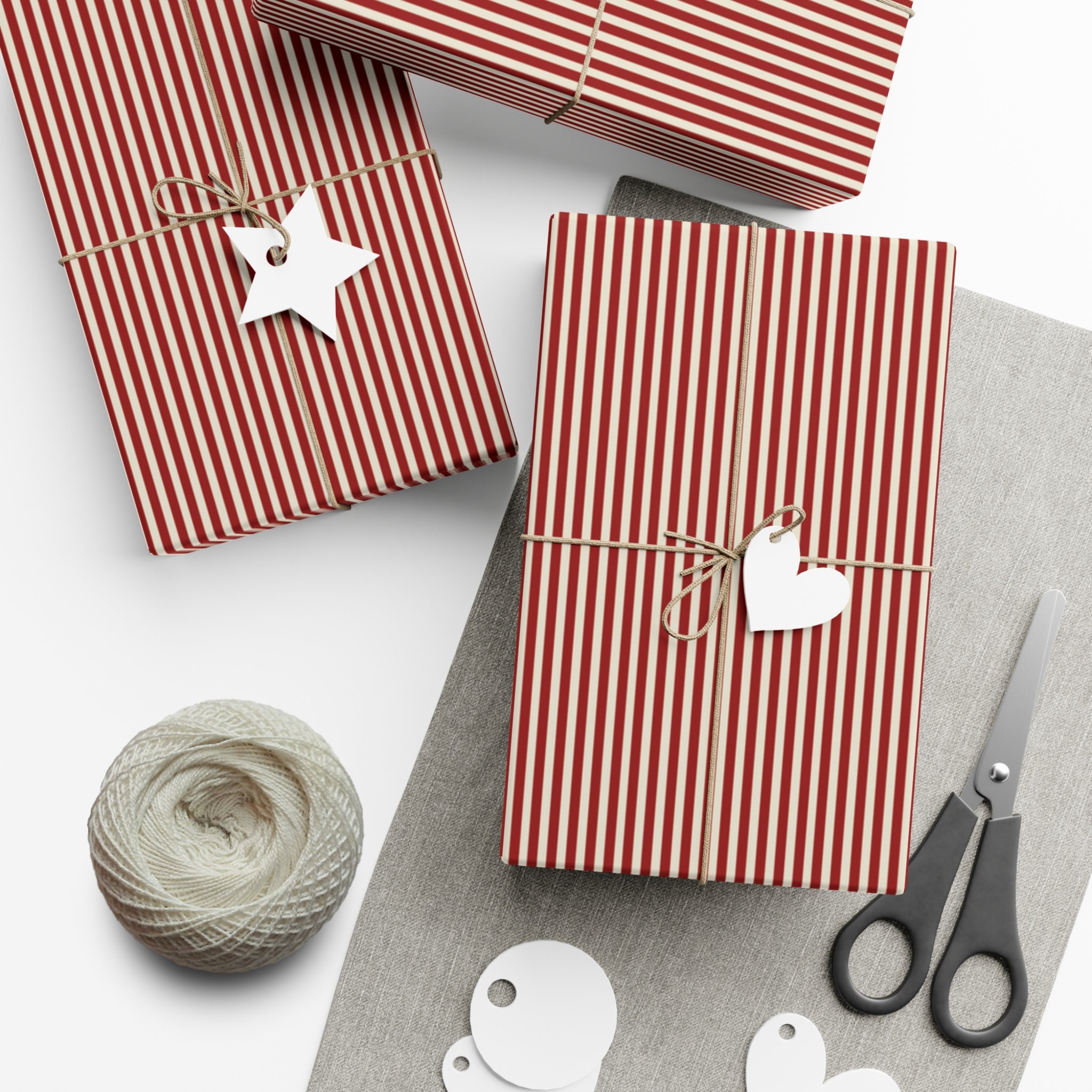 Red Wrapping Paper Striped Wrapping Paper Christmas Wrapping - Etsy