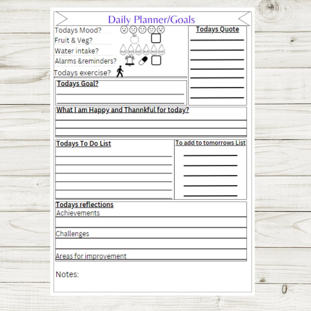 Daily Planner Printable, ADHD Daily Schedule, Daily Tasks Log, Digital ...