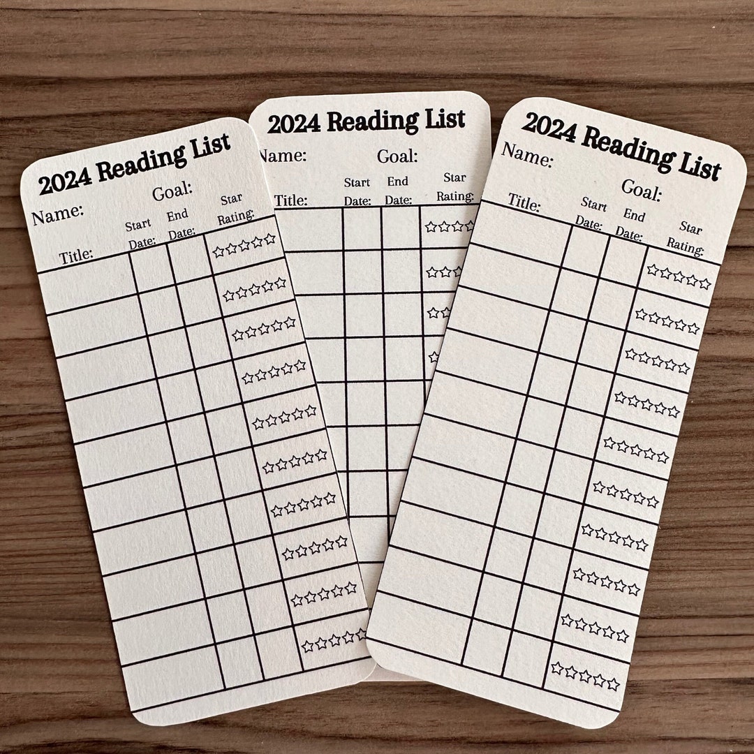 Printable 2024 Reading List Bookmark Digital Download Books Book Mark ...