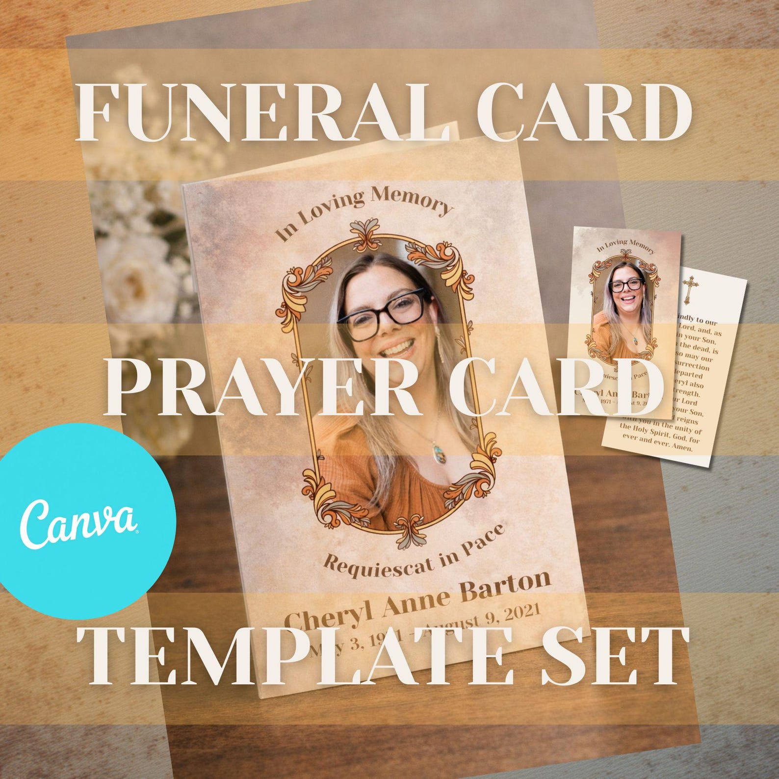 Catholic Editable Funeral Prayer Card Template Set Printable Canva ...