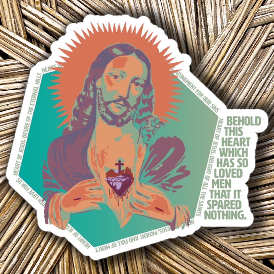 Sacred Heart of Jesus Sticker: Catholic Pop Art Vinyl Decal - Etsy