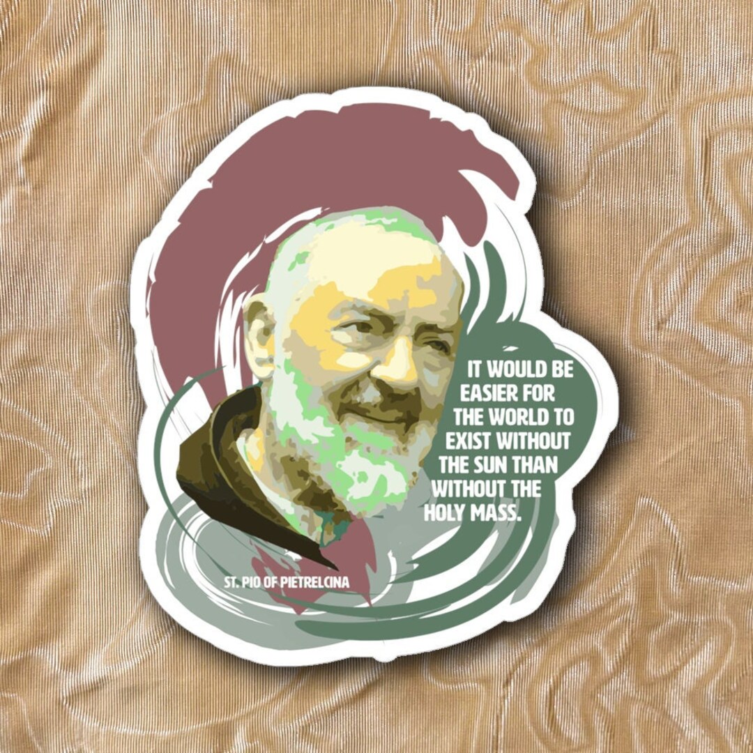 Catholic Sticker Saint Padre Pio Vinyl Decal for Water Bottle Pop Art ...