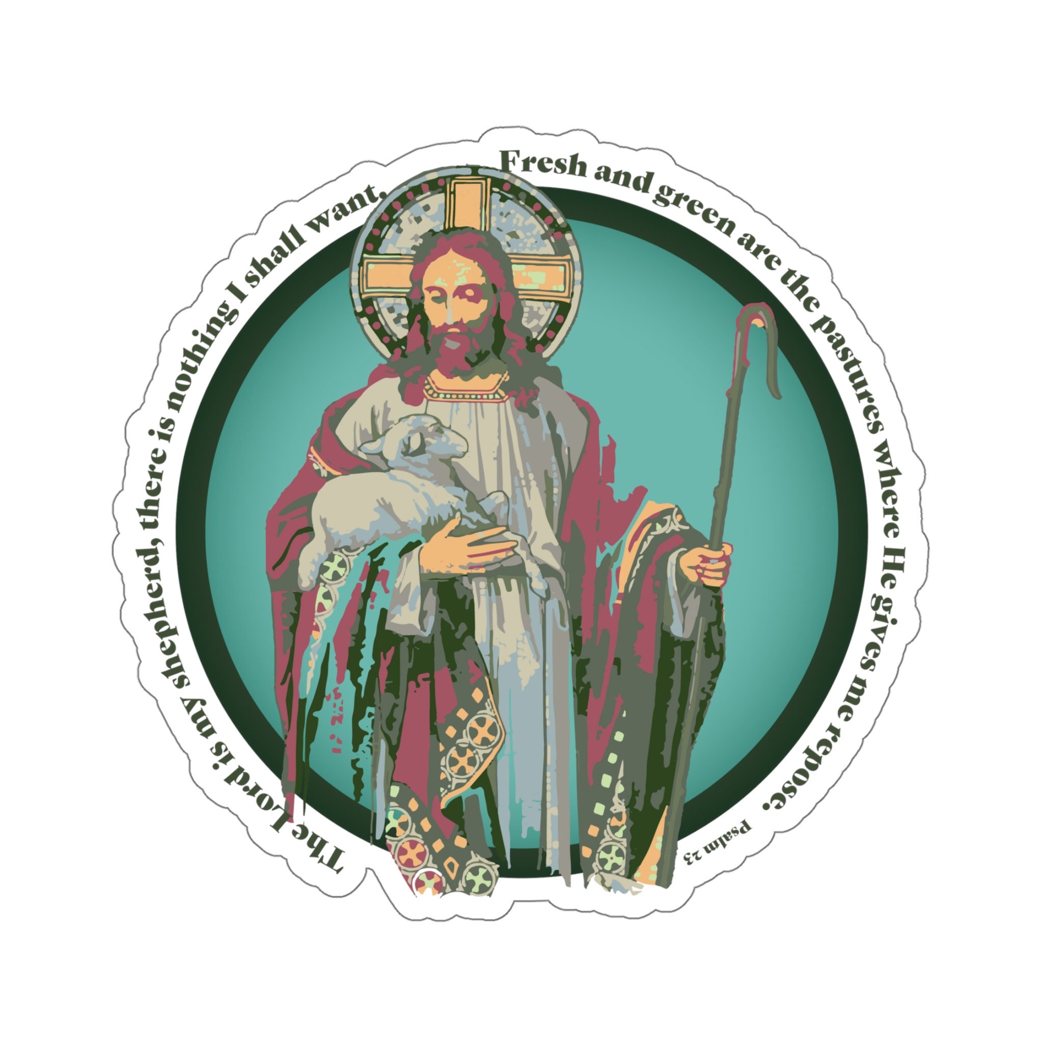 Catholic Sticker Psalm 23 the Lord is My Shepherd Pop Art Sticker for ...
