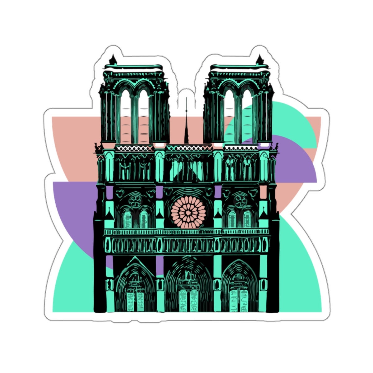 Notre Dame Sticker for Water Bottle Vinyl Decal Architecture Sticker ...