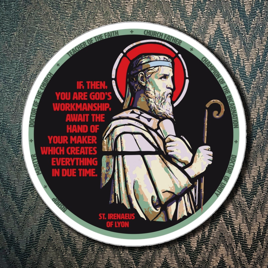 Catholic Sticker Saint Irenaeus Vinyl Decal for Water Bottle Pop Art ...