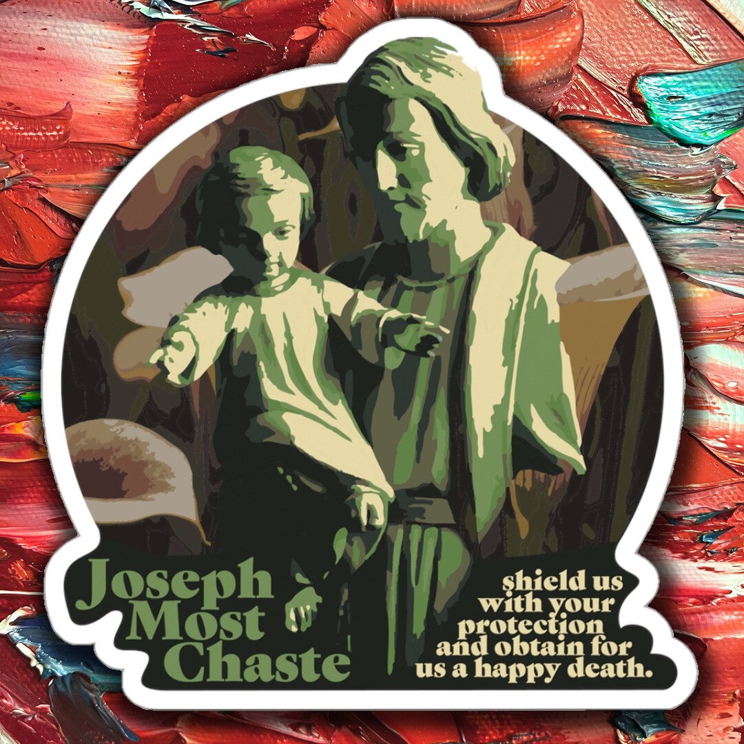 Catholic Sticker Saint Joseph Vinyl Decal for Water Bottle Pop Art ...