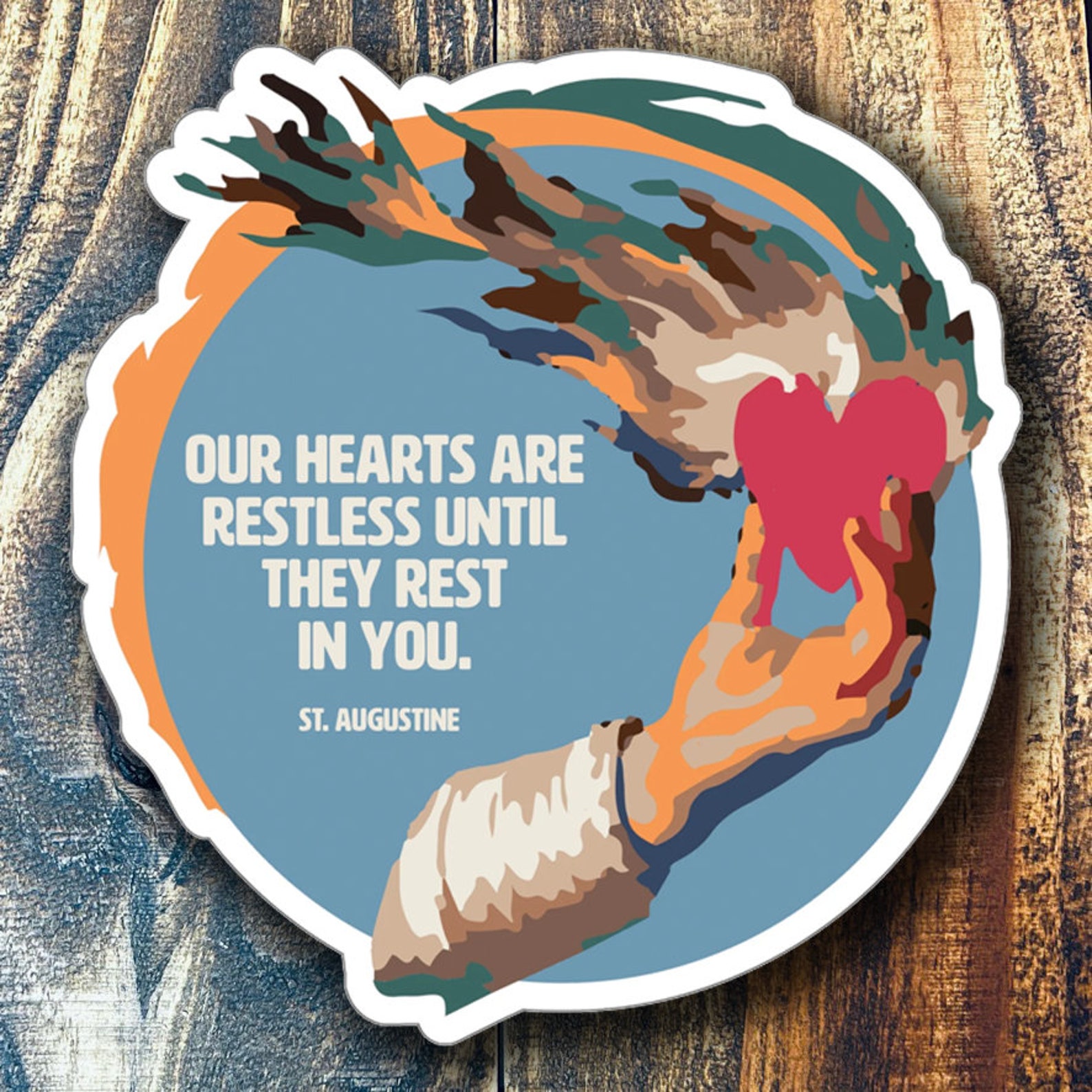 Catholic Sticker Saint Augustine Vinyl Decal for Water Bottle Pop Art ...