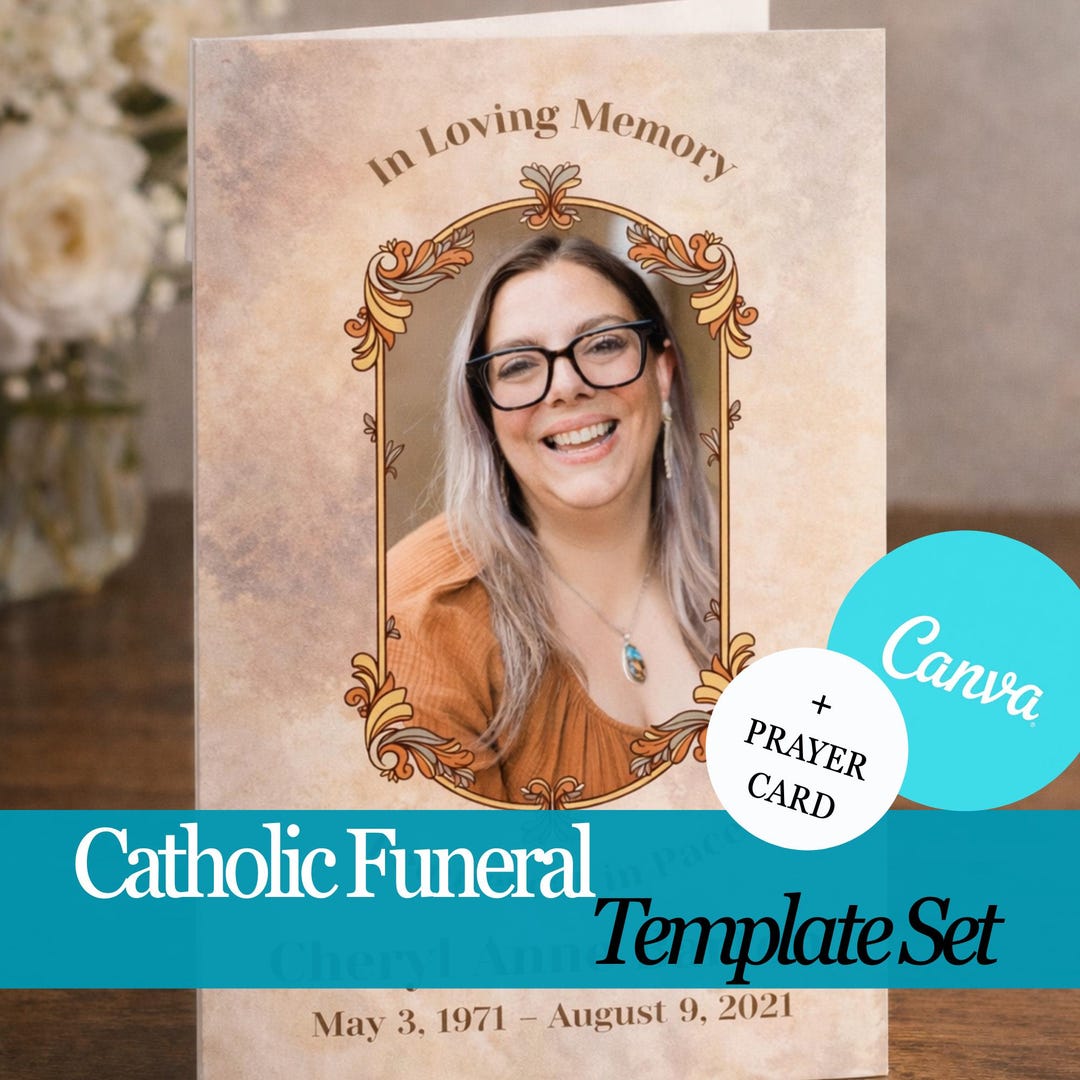 Catholic Funeral Prayer Card Template Editable Canva Design for Funeral ...