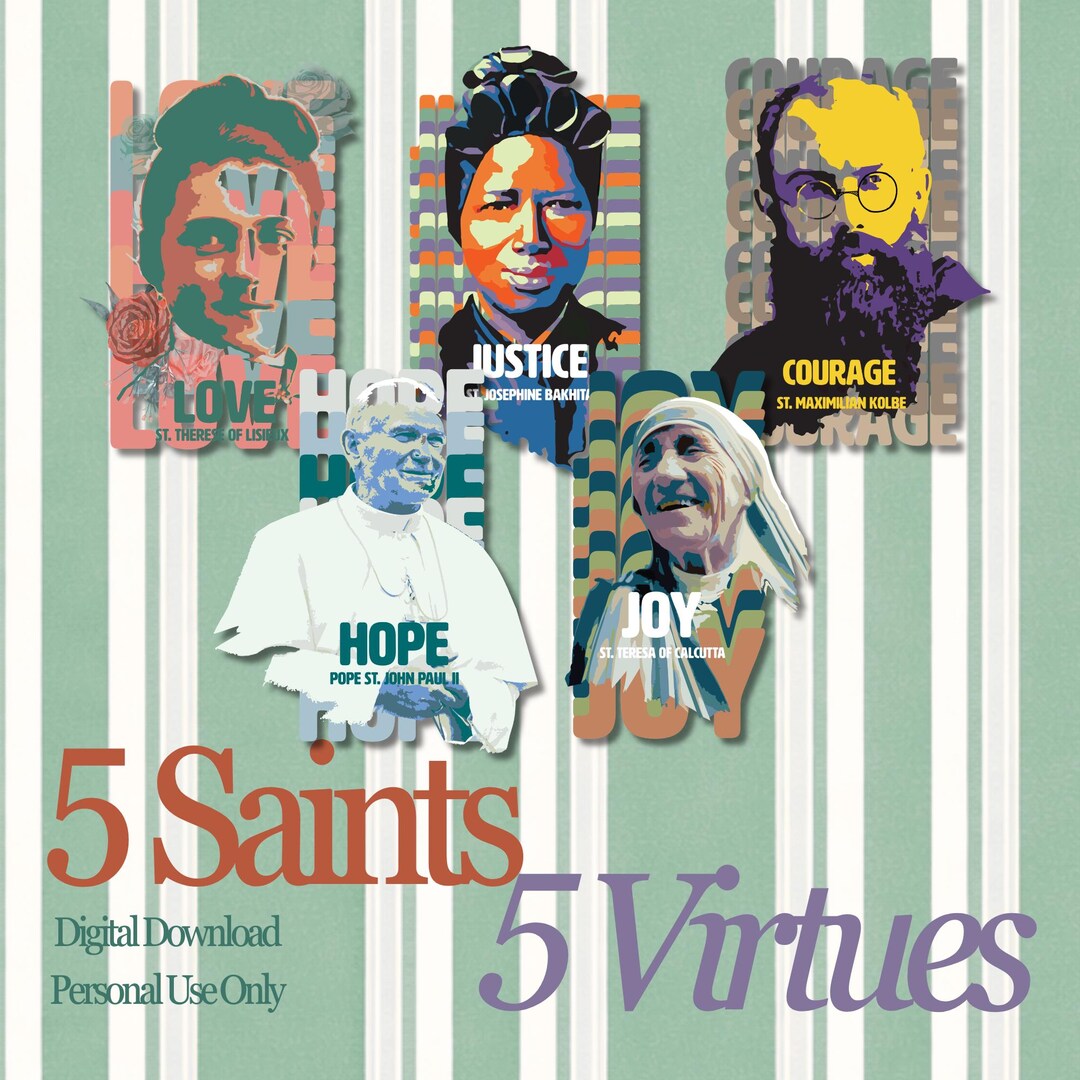 Catholic Saint Pop Art Print Bundle Instant Download Catholic Art for ...