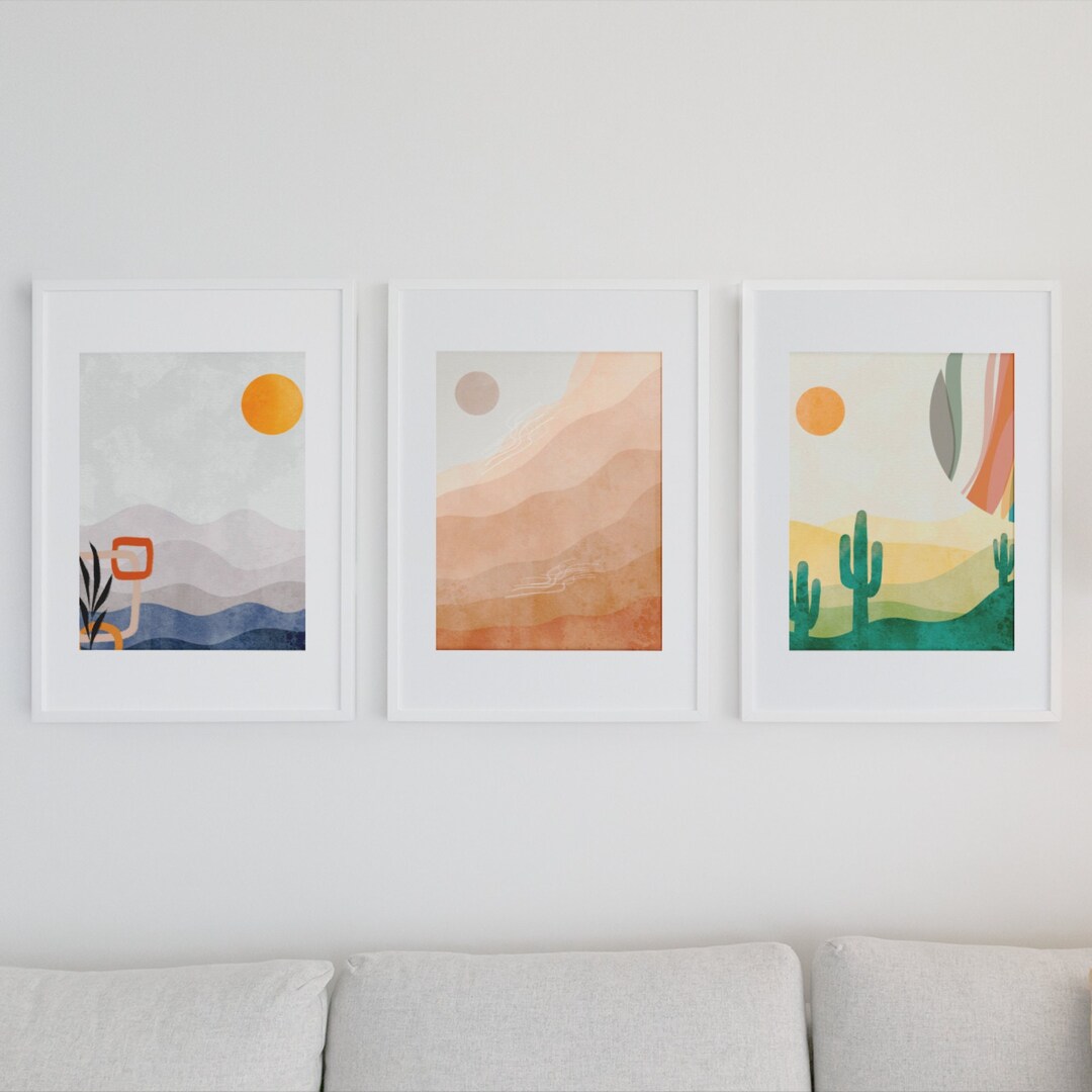 Boho Printable Boho Art Mountain Printable Sun Printable Boho Wall Art ...