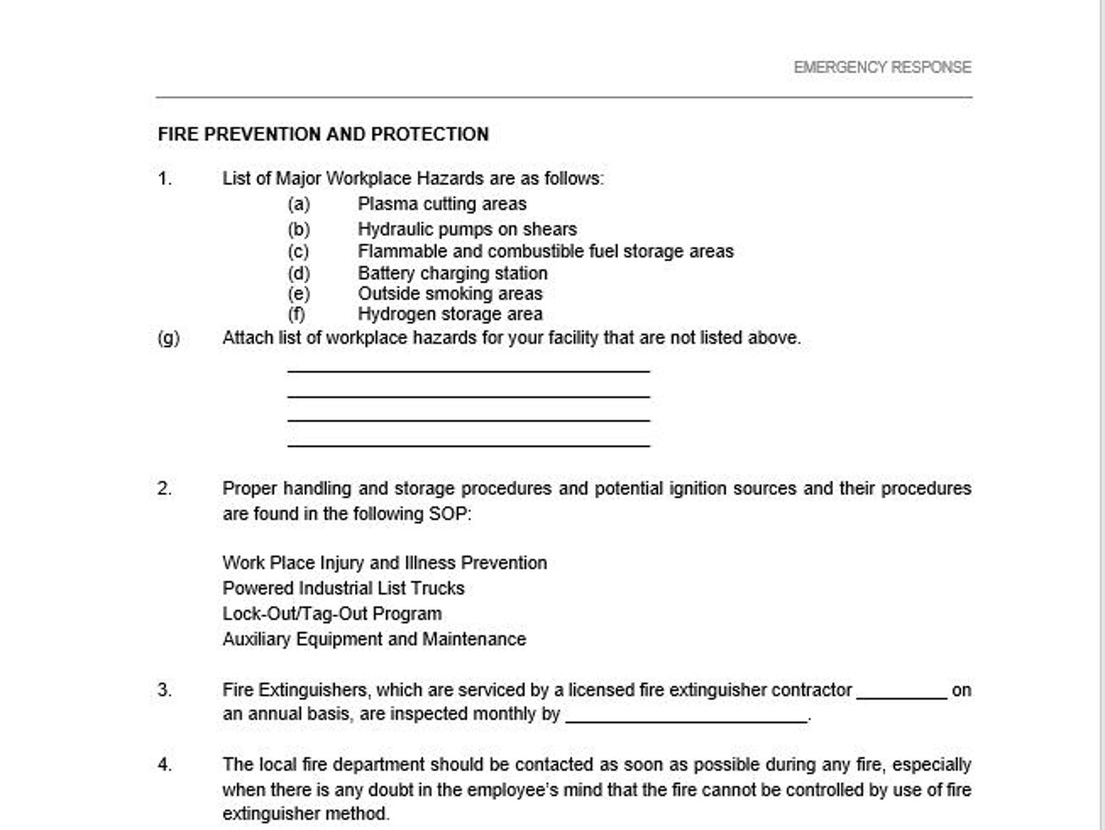 Emergency Response OSHA Safety Procedure - Etsy