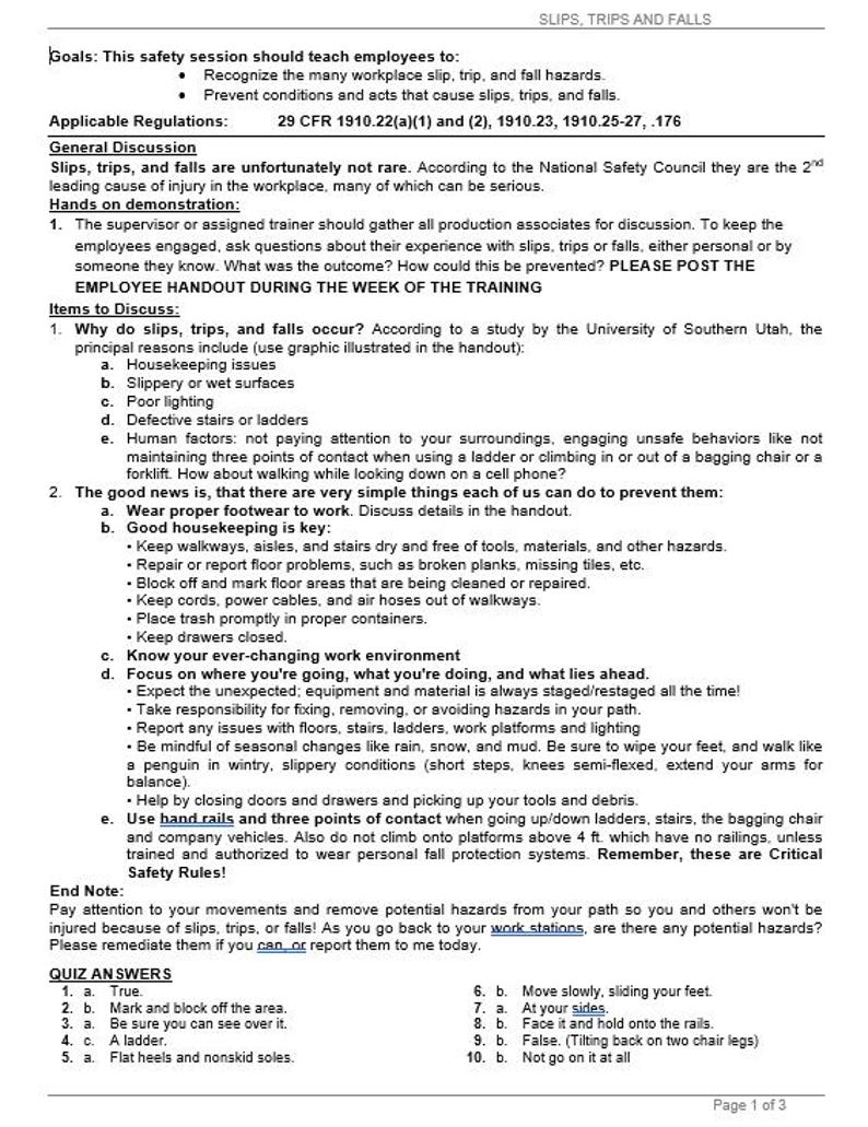 OSHA Toolbox Talks Training (12 Handouts) - Etsy