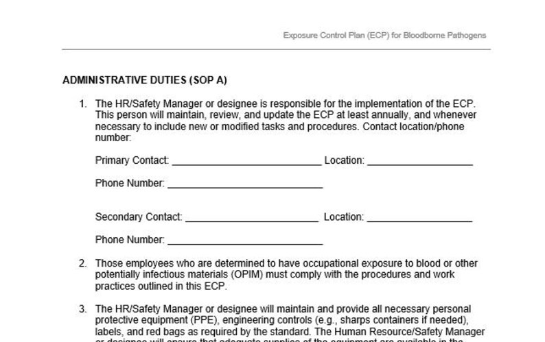 Bloodborne Pathogens Exposure Safety Procedrue - Etsy