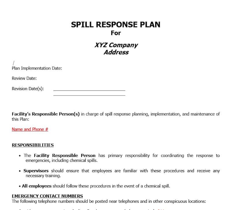 Spill Response OSHA Safety Program - Etsy