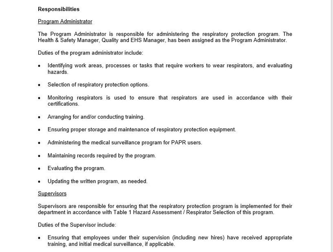 Respirator OSHA Safety Program - Etsy