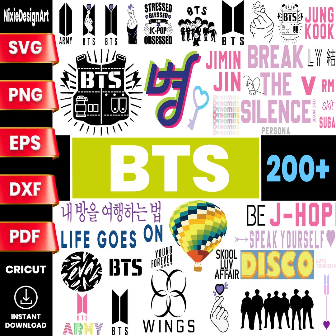 BTS Svg Bundle, 200 Files SVG Bundle, Bts Png, Kpop Svg Files for ...
