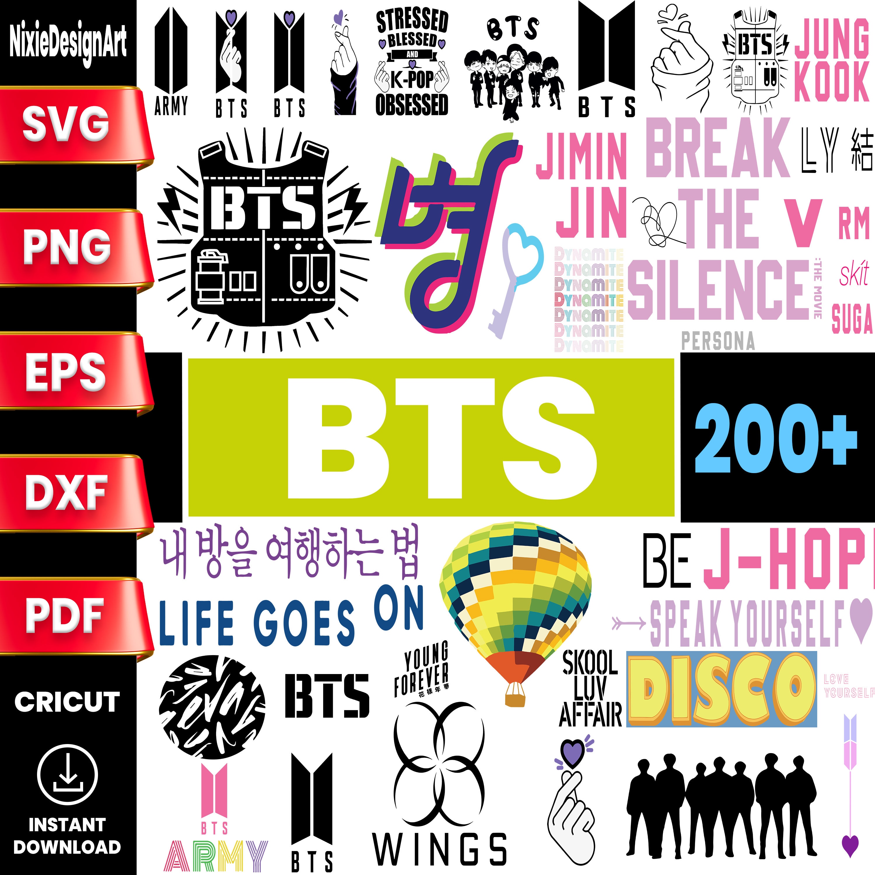 BTS Svg Bundle, 200 Files SVG Bundle, Bts Png, Kpop Svg Files for ...