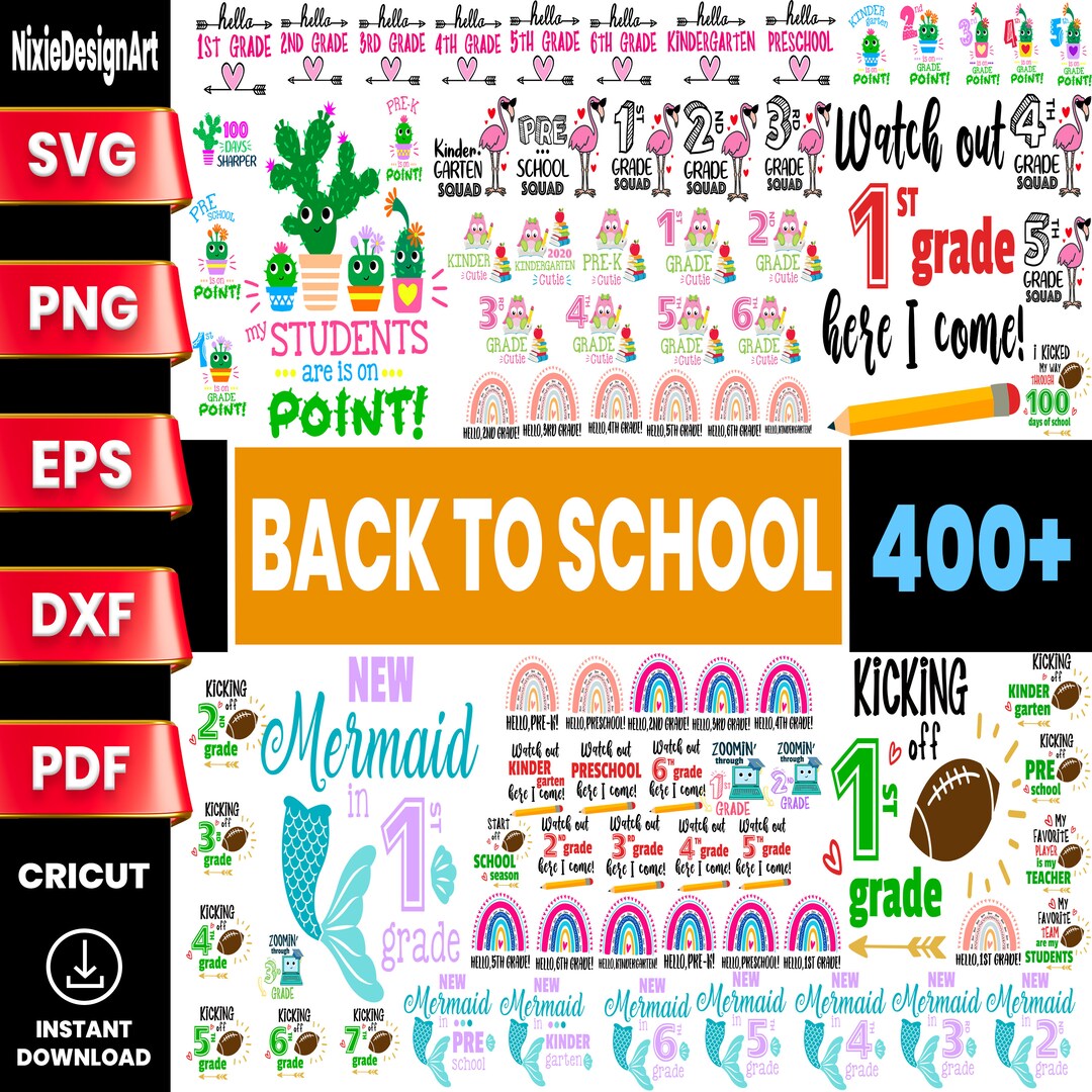 Back to School SVG Bundle, Hello School SVG, Grade Level Vibes Svg ...