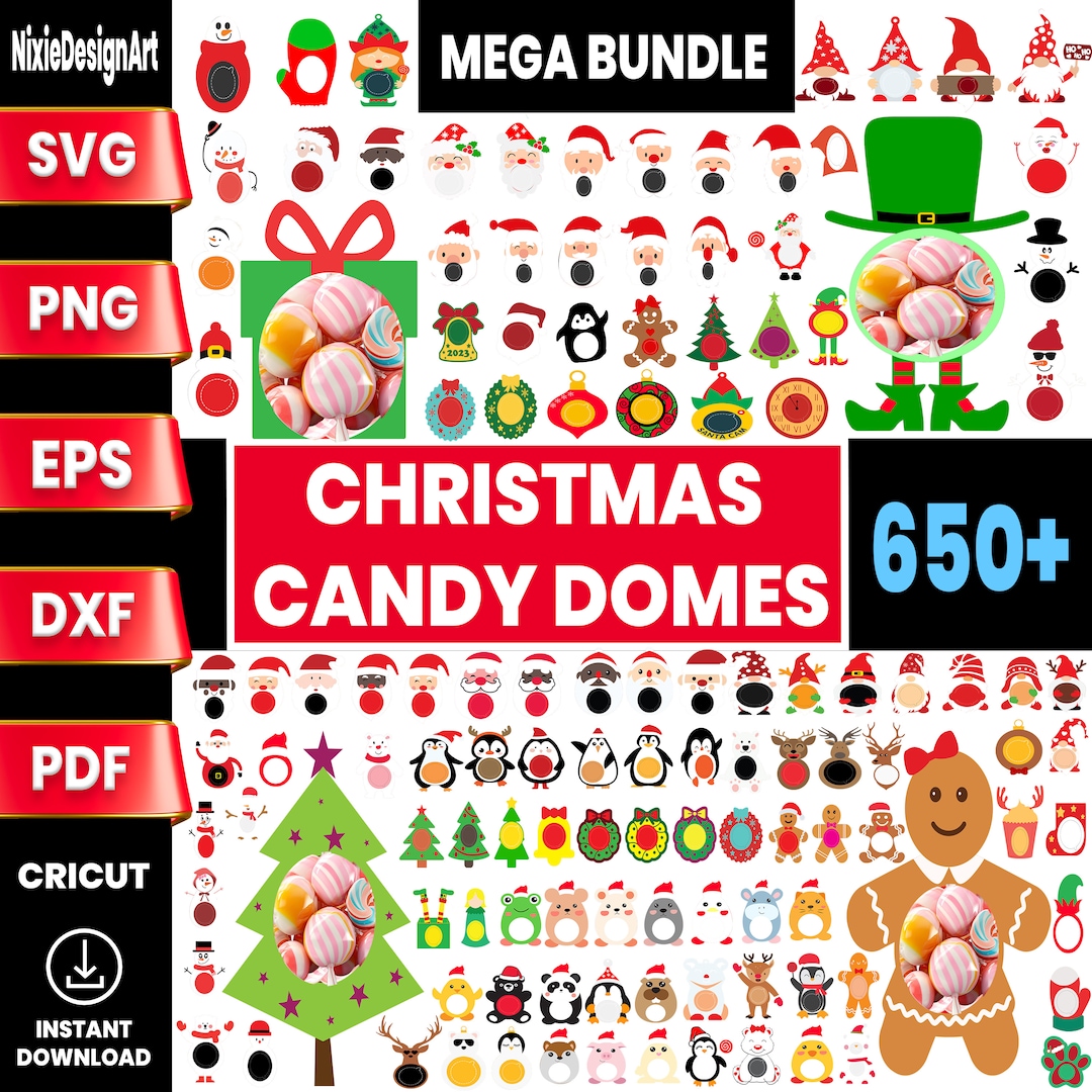 Christmas Candy Dome SVG Mega Bundle, Candy Ornaments SVG, Chocalate ...