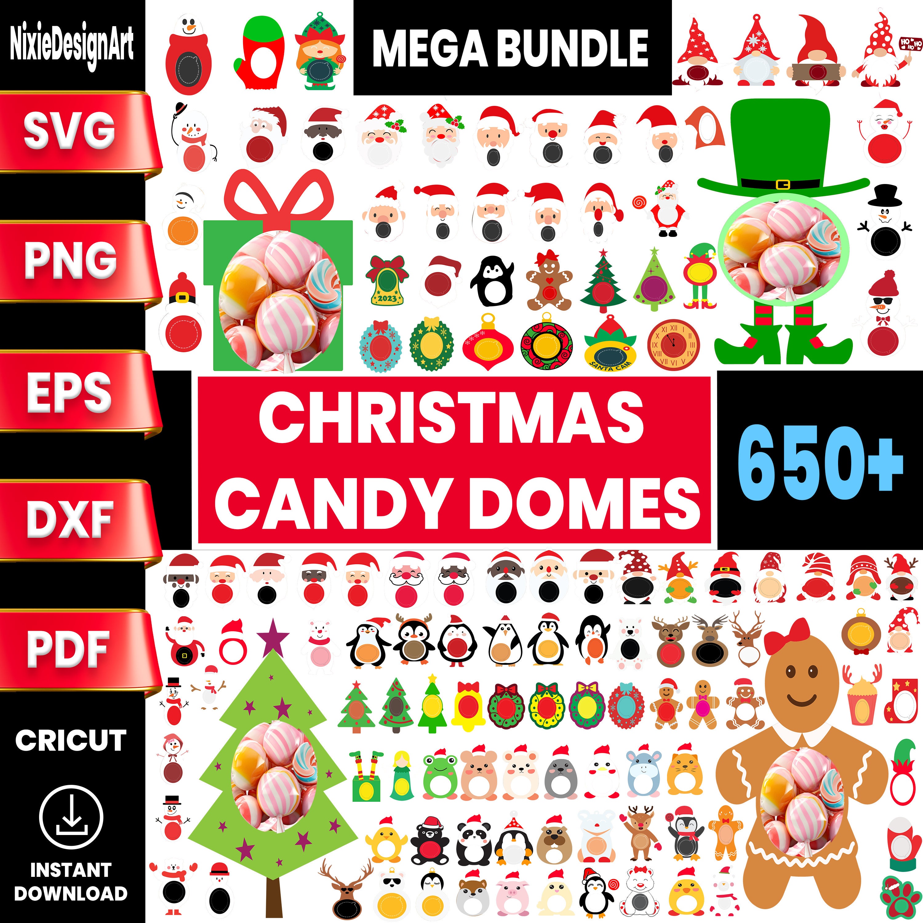 Christmas Candy Dome SVG Mega Bundle, Candy Ornaments SVG, Chocalate ...