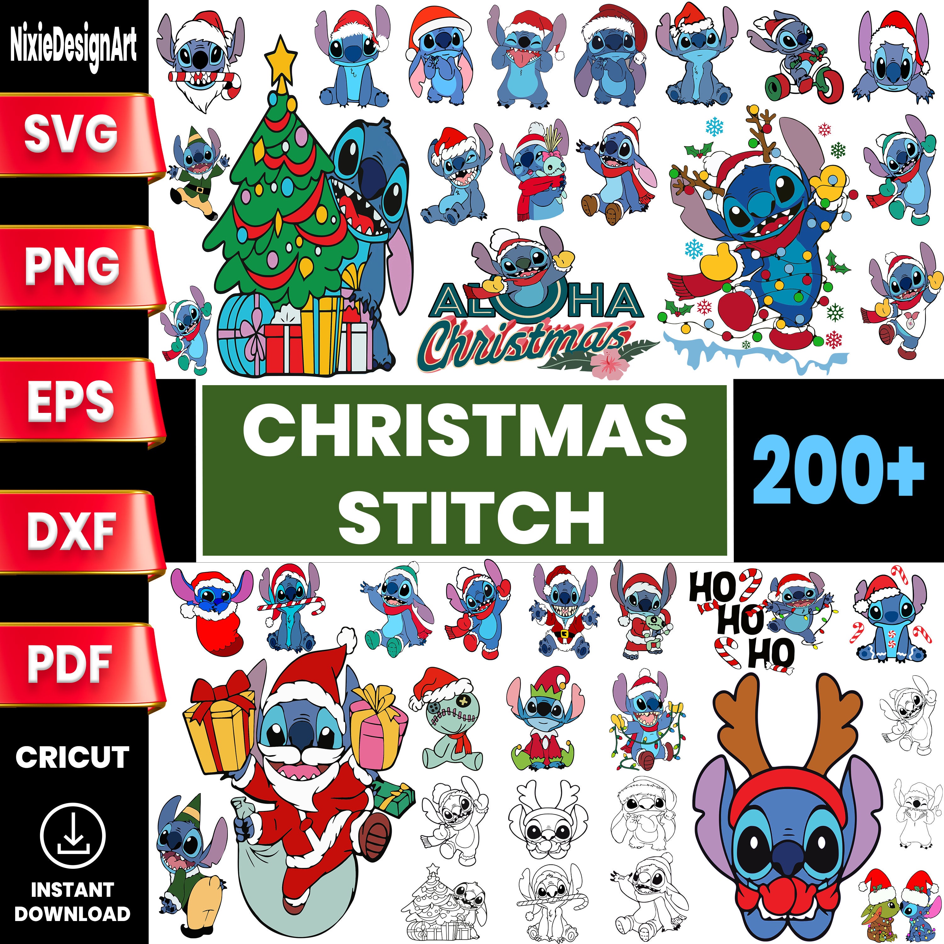 Christmas Stitch Svg, Christmas Cartoon Svg, Stitch Clipart, Christmas ...