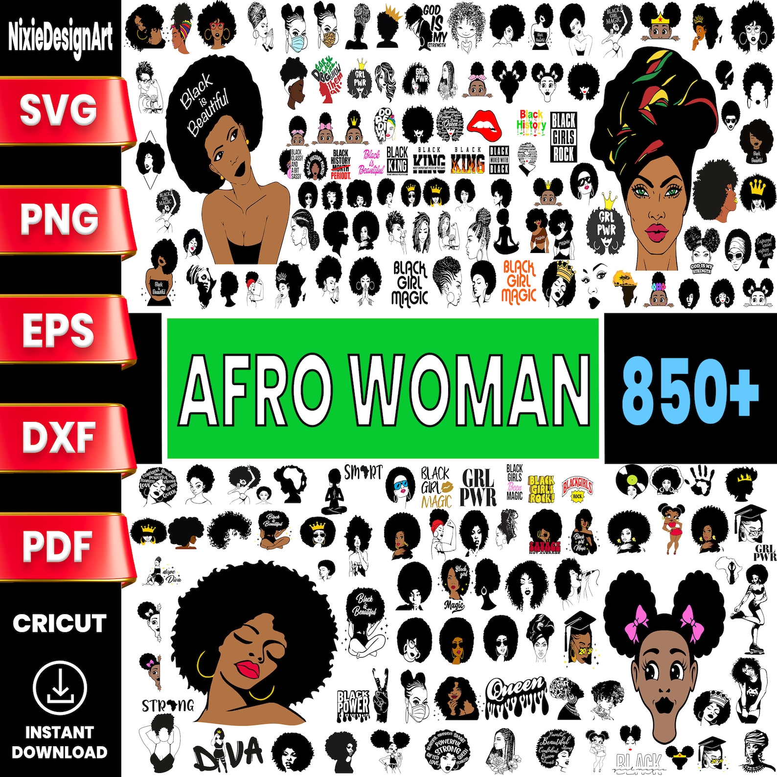 Afro Woman SVG, Afro Queen SVG, Afro Girl SVG, Afro Lady, Curly Hair ...