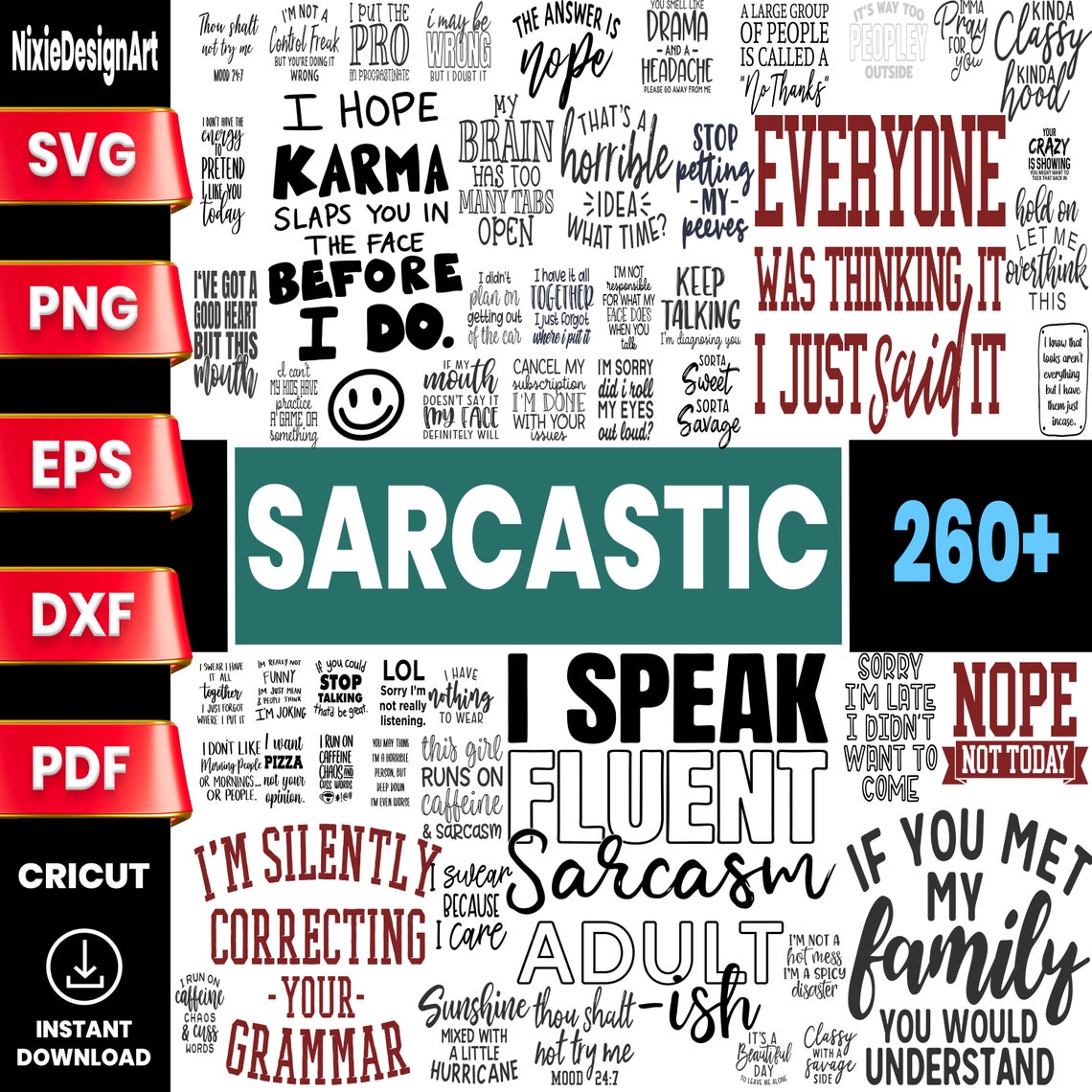 Sarcastic Svg Bundle, Sarcastic Svg Files, Funny Quotes Svg, Sarcasm ...