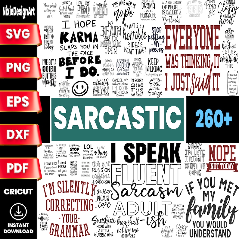 Sarcastic Svg Bundle, Sarcastic Svg Files, Funny Quotes Svg, Sarcasm ...