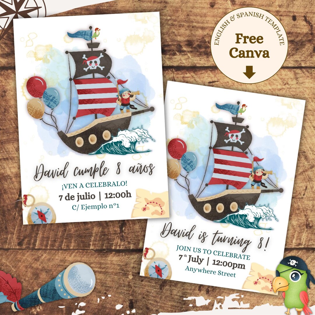 Editable Pirate Party Birthday Invitation, Editable Pirate Birthday ...