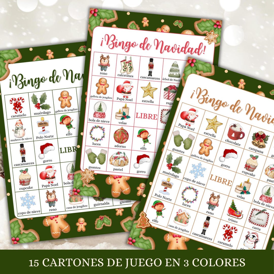 Christmas Bingo in Spanish With Cute Printable PDF and PNG Drawings ...