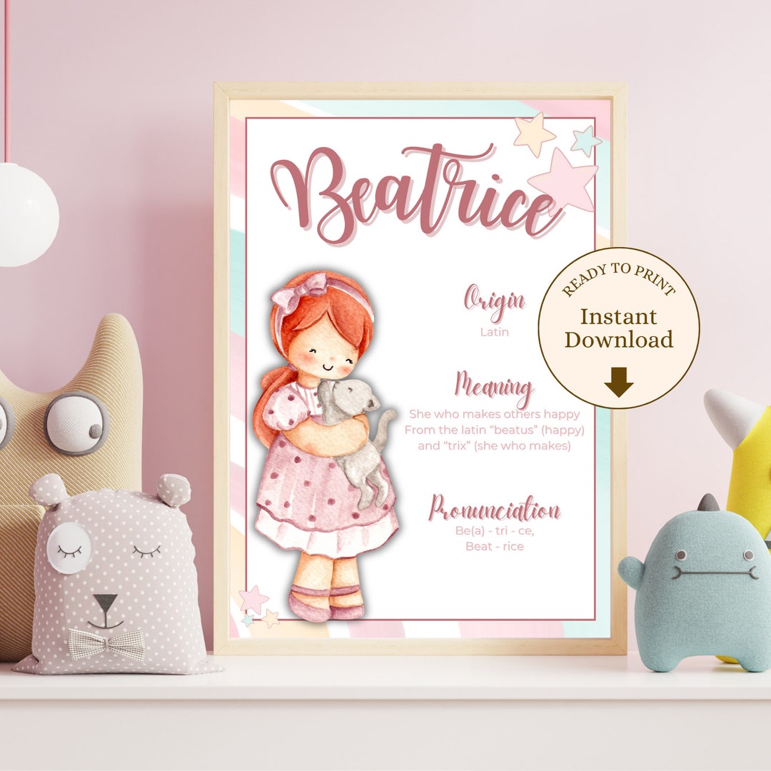 Printable Poster With the Meaning of the Name Beatrice, Decorative ...