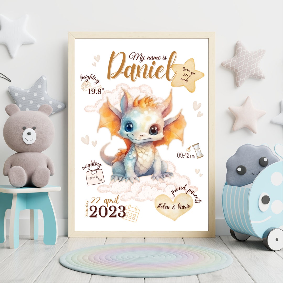Printable Baby Dragon Birth Sheet, Editable Dragon Birth With Canva ...